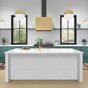 INNO STICKERS Contact Paper Peel and Stick Backsplash Wallpaper for Kitchen Bathroom Countertop Removable Vinyl Long Hexagon Geometric Temporary Wallpaper White Decor Wallpaper 17.1"x118"