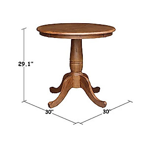 IC International Concepts 30" Round Top Pedestal Table-29.1" Height Dining Table, Distressed Oak