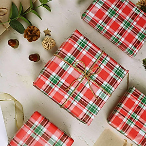 100 Sheets 20 * 14 Inches Christmas Buffalo Plaid Tissue Paper, Red Green White Tissue Paper for Gift Bags, Rustic Art Tissue Paper for Gift Wrapping for Xmas New Year Party DIY Craft