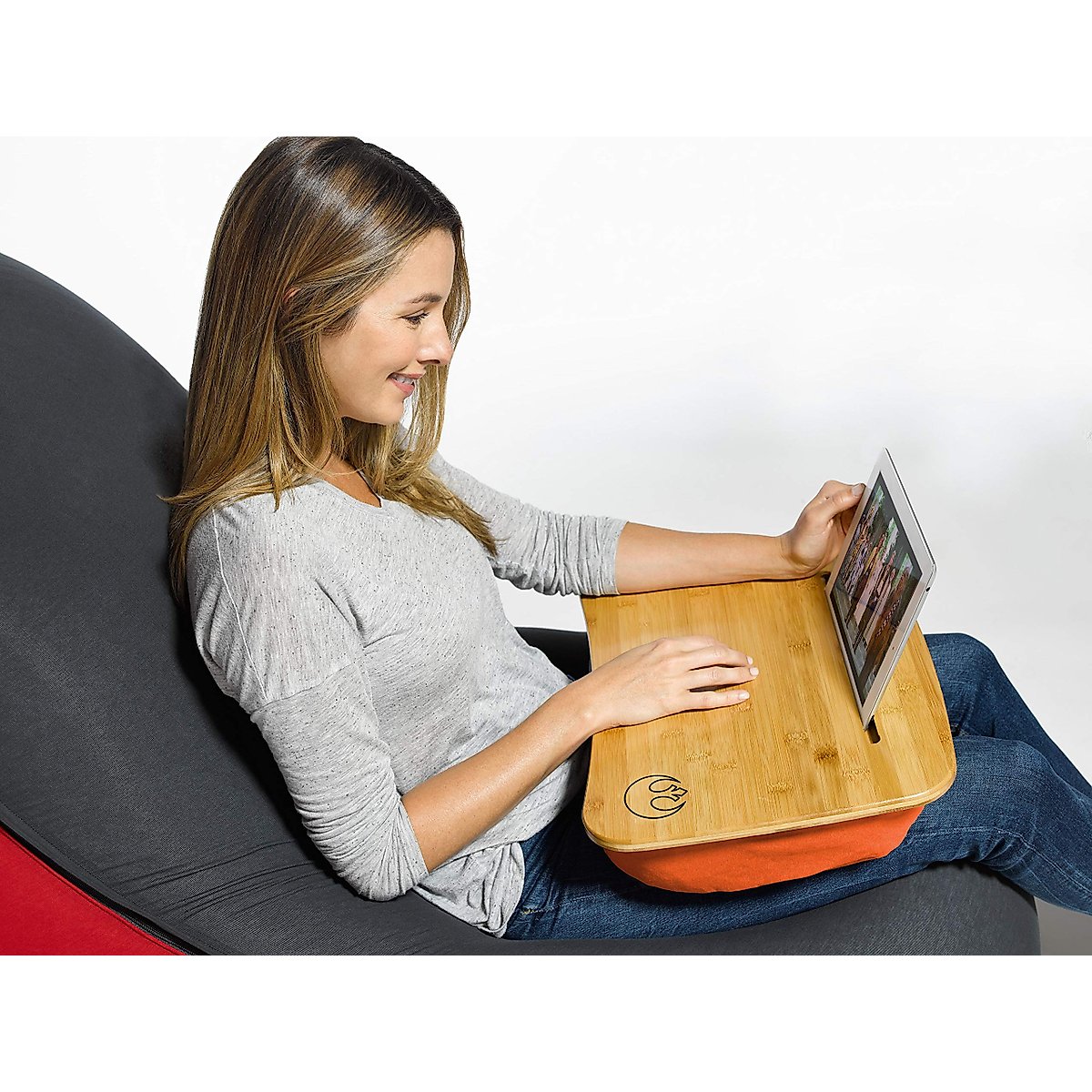 Star Wars Traybo 2.0 Lap Desk, Bamboo Top Lap Desk with Pillow for Laptop Built in Slot for Tablet or Phone, Lap Pad for Working, Reading, Writing, Lap Board, Rebel