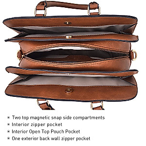 Dasein Women Satchel Handbags Shoulder Purses Totes Top Handle Work Bags with 3 Compartments (2-Brown)