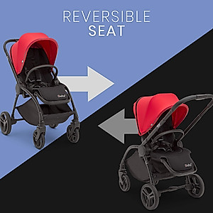 Delta Children Revolve Reversible Stroller, Red - Leather Handlebar; One Hand Easy Fold; Lightweight Shock-Absorbing Frame; Reclining Seat and Adjustable Footrest
