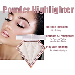 Rosarden, Powder Face Highlighter Palette, Pearl White, Shimmery Finish, Glitter Face Highlight Contouring Makeup, Silky Smooth, Palette, 0.0353 Ounce, Unisex