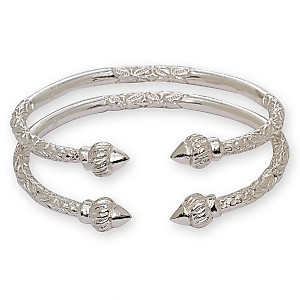 Ridged Arrow .925 Sterling Silver West Indian Bangles Cuff Bangles Bangle Bracelet Caribbean Jewelry Women Mom Wife Valentine Mothers day Gift (Pair 67g) (MADE IN USA)
