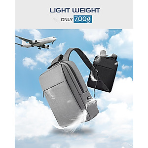 SUOKOMR Laptop Backpack for Men,Business Slim Backpack with USB Charger Lightweight Durable Travel Backpacks Mens Backpacks Water Resistant Laptop Bag for Work Office College(Grey)