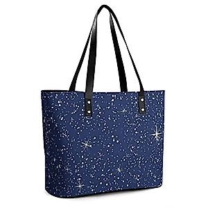 Womens Handbag Stars Pattern Leather Tote Bag Top Handle Satchel Bags For Lady