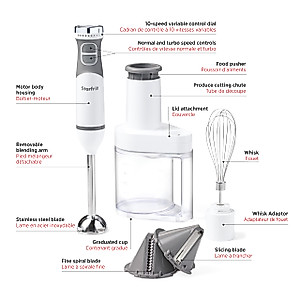 Starfrit 024221-002-0000 250-Watt 4-in-1 Hand Blender Small Kitchen Appliance, Regular Sized, white