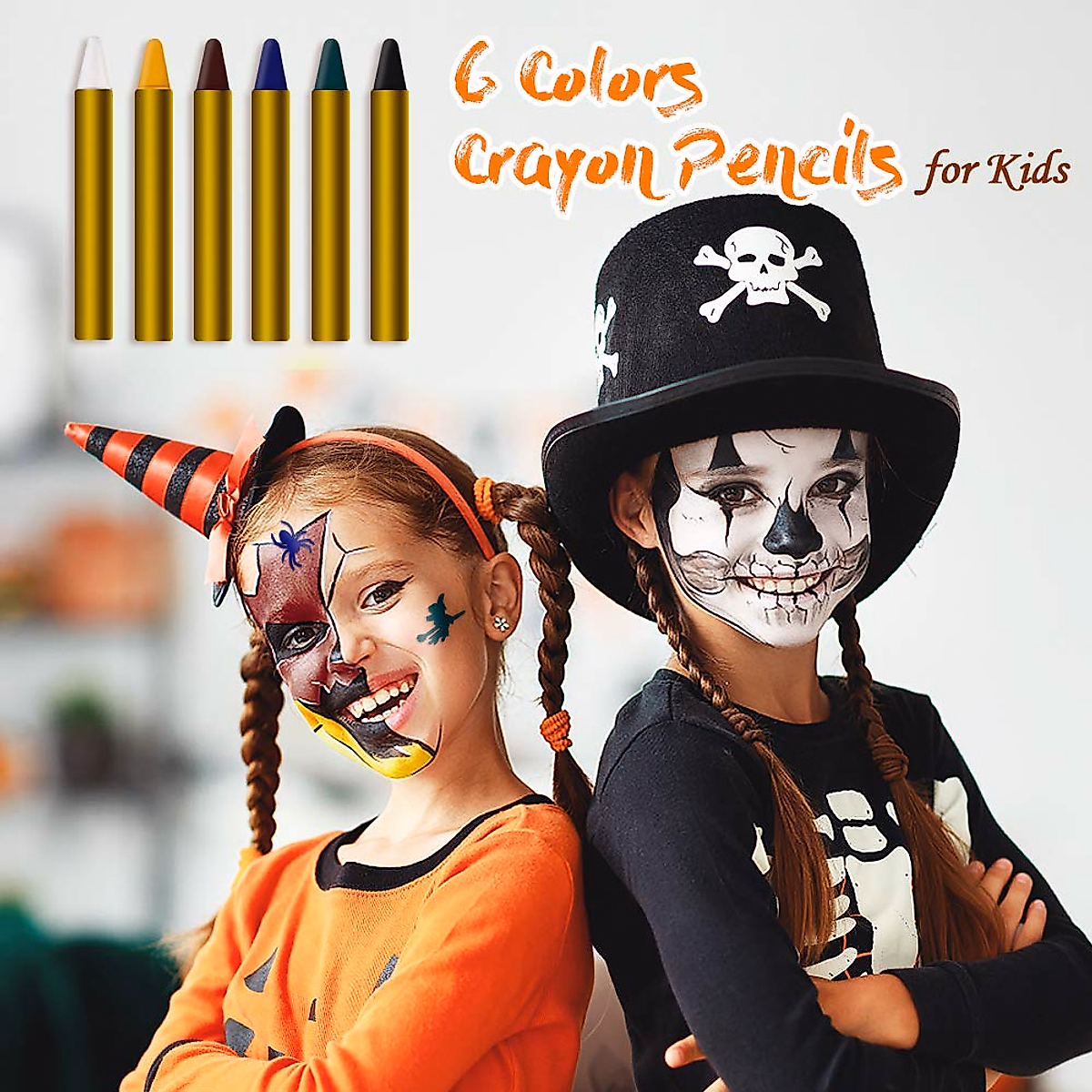 Halloween Makeup Kit for Adults Kids - Zombie Skeleton Vampire Clown Witch SFX Makeup kit, Black White Scary Halloween Cosplay Face Paint Make Up Set Fake Blood Tattoo Stickers 8-Color Makeup Palette