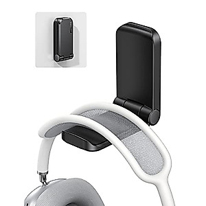 Lamicall Headphone Stand, Sticky Headset Hanger - Adhesive Headphone Holder Hook Mount, Headset Stand Holder Clip Under Desk, Earphone Clamp for Airpods Max, HyperX, Sennheiser, Black