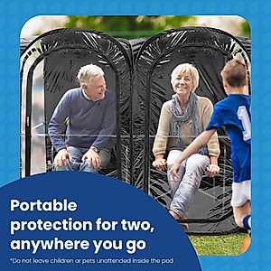 WeatherPod – The Original Pop Up Spectator Pod – Extra Large Weatherproof Pop-Up Pod for up to 2 People – Lightweight, Easy Open & Close – Protection from Cold, Wind and Rain – 70” x 35”