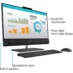 HP Pavilion 27 Touch Desktop 1TB SSD 32GB RAM Extreme (Intel Core i9-10900 Processor w Turbo Boost to 5.00GHz, 32 GB RAM, 1 TB SSD, 27-inch FHD Touchscreen, Win 11) PC Computer All-in-One Black