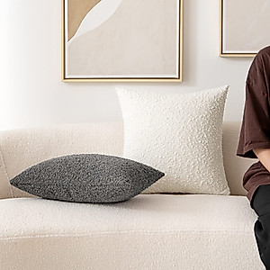 Woaboy Pack of 1 Decorative Throw Pillow Cover Pillowcase Textured Boucle Square Sofa Couch Pillow Home Decor for Living Room Woven Modern Cushion Case 18 x 18 Inch Pure White