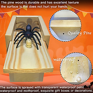 Jishi Large Spider Prank Box Gag Gift, Funny Wooden Surprise Gift Box for Money Cash Card, Spider Stocking Stuffers Prank Toys for Kids 4-8-12 Boys, Christmas White Elephant Gifts for Adults Men Women
