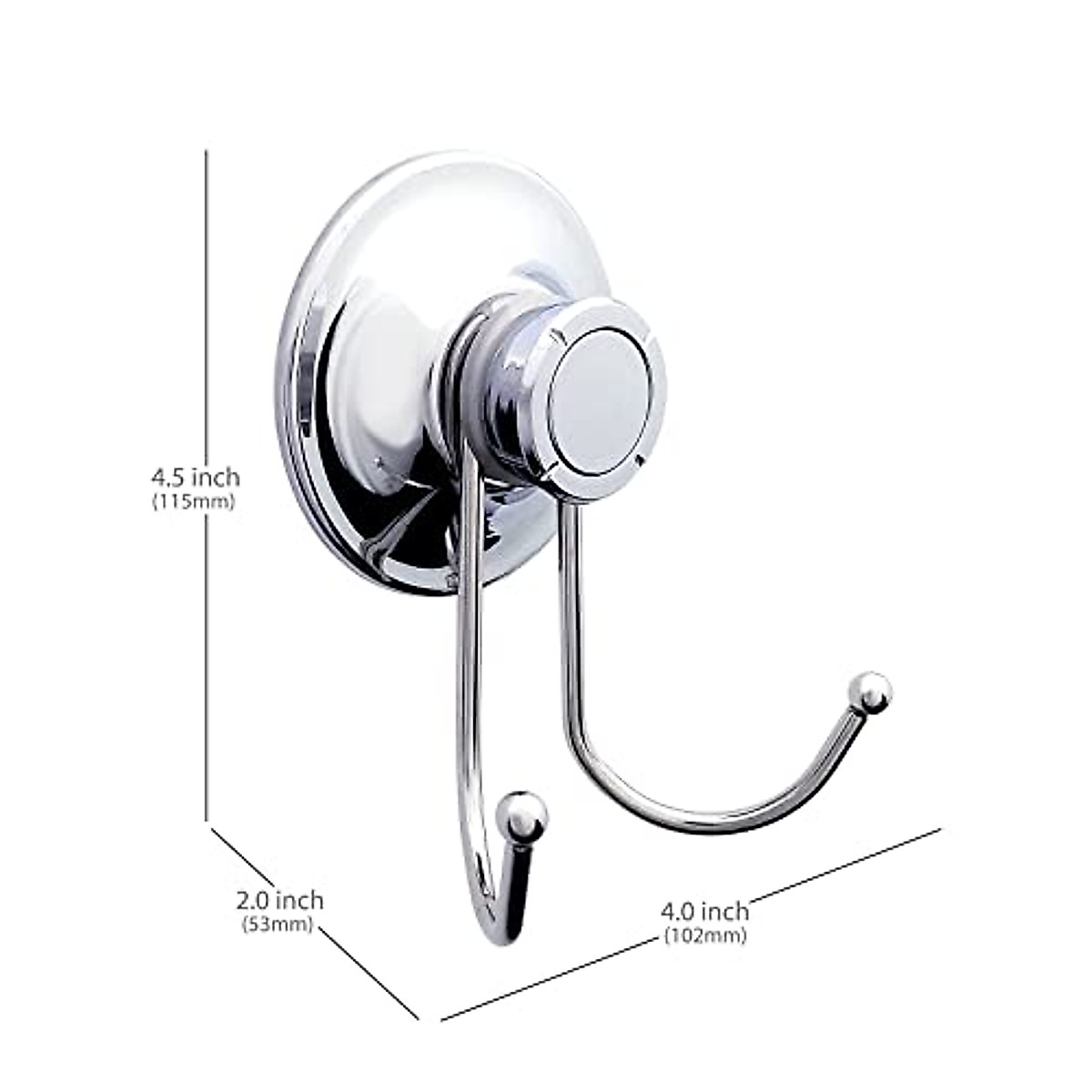 COELO Heavy Duty Vacuum Suction Cup Double Hook Hanger Stainless Steel