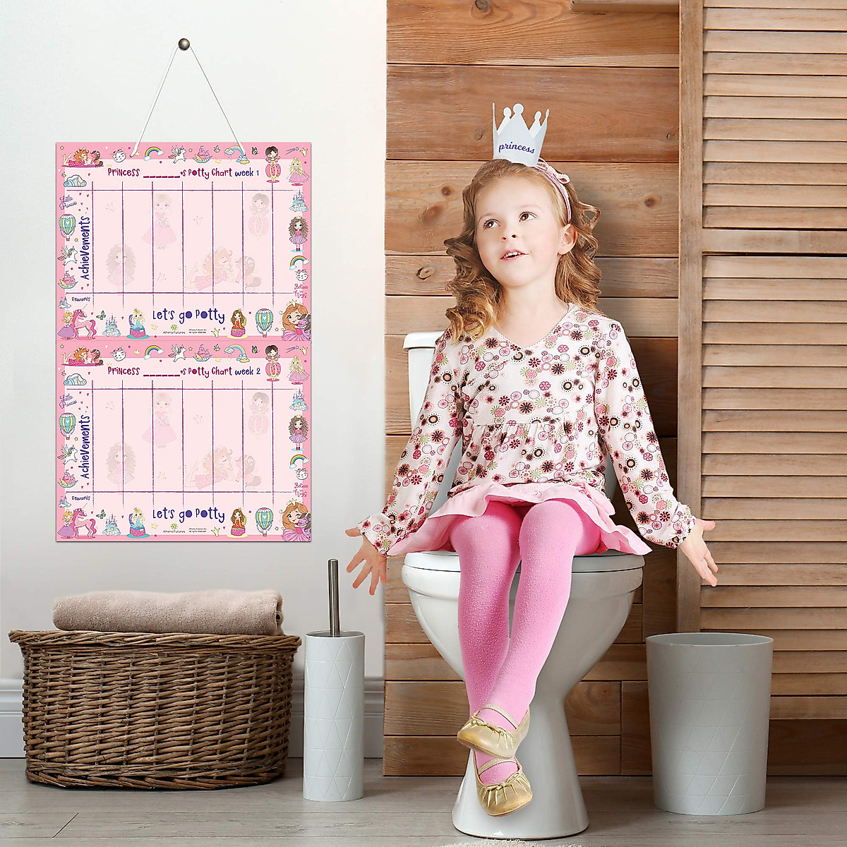 ATHENA FUTURES Potty Training Chart for Toddler, Girls, Sticker Chart for Potty Training, 4 Week Reward Chart, Certificate, Instruction Booklet, Reward Sticker Chart - Princess Design
