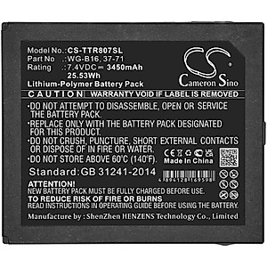 Replacement Battery for Triplett CamView IP Pro,TRI-807x,TRI-8070,TRI-8071,TRI-8072,TRI-8073,fits WG-B16,37-71