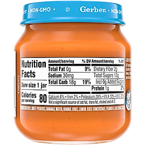 Gerber Purees 2nd Foods Natural Sweet Potato Banana Orange, 4 Oz (Pack Of 10)