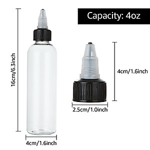 LISHINE 50 Pack 4oz Plastic Squeeze Bottles with Twist Top Cap, Boston Dispensing Bottles Small Twist Top Applicator Bottle, Mini Squeeze Bottles for Paint, Glue, Crafts, Ink, Liquids, Oil