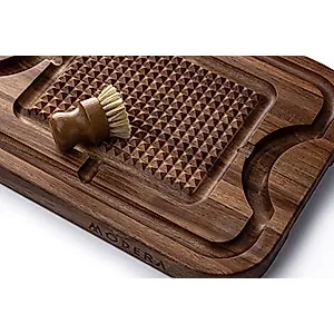 Large Acacia Wood Cutting Board, Premium Butcher Block for Carving Meat w/Deep Juice Grooves, Non Slip Spikes Reversible Design for Slicing Chopping & Serving Fathers Day Holiday Gift | 12x16x1.5"