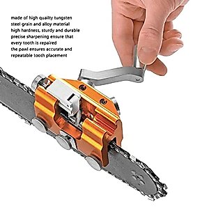 plplaaoo Chainsaw Sharpening Jig, Chainsaw Sharpener Kit, Portable Hand Crank Chain Sharpener, Hand-Crank Fast Chainsaw Sharpener Tool, Saw Blade Sharpener, for Lumberjack Garden Worker(黄色)
