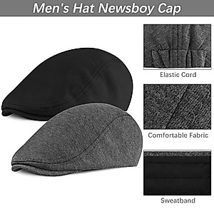 KUTTOR 4 Pieces Newsboy Men's Hat Newsboy Cap Flat Cap Soft Stretch fit Men Cap Cabbie Hunting Cap lvy Hat for Men Outdoor