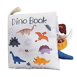Jonzoo Soft Baby Books 6-12-18 Months, Dinosaur Crinkle Book for Baby, Newborn Infant Montessori Tummy Time Toys 0-6-12 Months, Baby Cloth Book, Car Seat Stroller Toy, Baby Boy Girl Gift 0-6-12 Months
