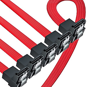 ELECPOW SATA 3.0 Cable(5 Pack), SATA III Right Angle 90 Degree HDD SDD Data Cable, Nylon Braided Cable with Locking Latch for SATA HDD, SSD, CD Driver, CD Writer(20 Inch)