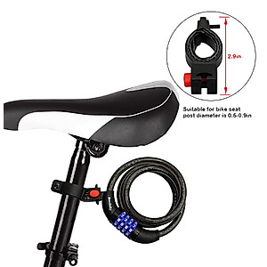 Boviisky Bike Lock, Black Bike Lock Cable, Kids Bike Lock, 4 Digit Resettable Combination Bicycle Lock Cable, 4 Feet with Mounting Bracket, 1/2 Inch Diameter