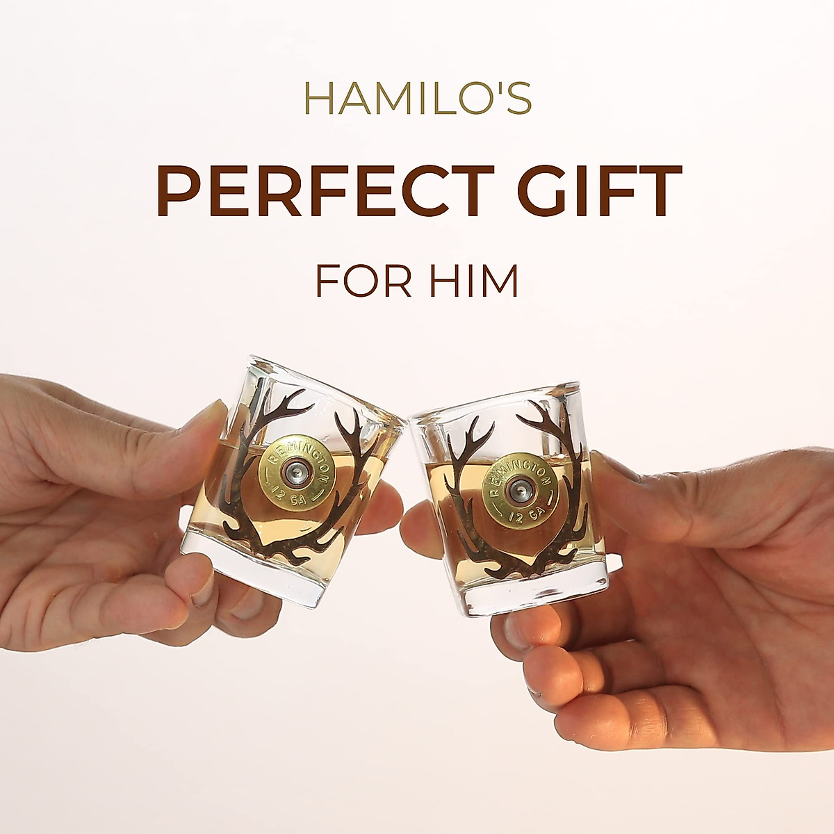 HAMILO Shotgun Shell Deer Hunting Shot Glass Set Of 2, 2 Oz, Funny Novelty Shot Glasses, Decorative Shot Gun Shell Gift for Hunting&Gun Lovers, Cool Bullet Cowboy Shot Glass, Mom, Dad, Teacher, Friend