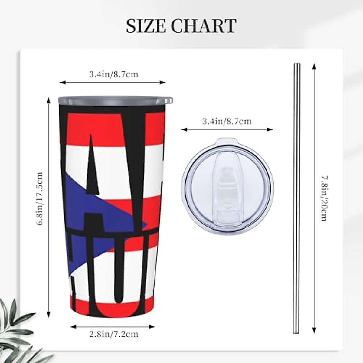 VKKOEWL Puerto Rico Flag Stainless Steel Insulated Tumbler 20 Oz Travel Water Bottle Coffee Mug Drink Cup With Lid Straw