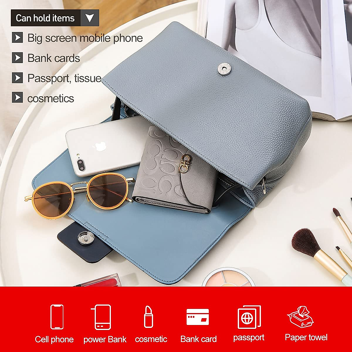 LAORENTOU Women Shoulder Bag Cowhide Satchel Handbag Leather Purse for Women Crossbody Bag (Brown)