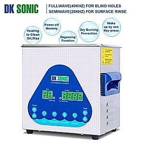 DK SONIC Ultrasonic Cleaner with Digital Timer and Basket for Denture, Coins, Small Metal Parts, Record, Circuit Board, Daily Necessaries, Lab Tools,etc (2L, 110V)
