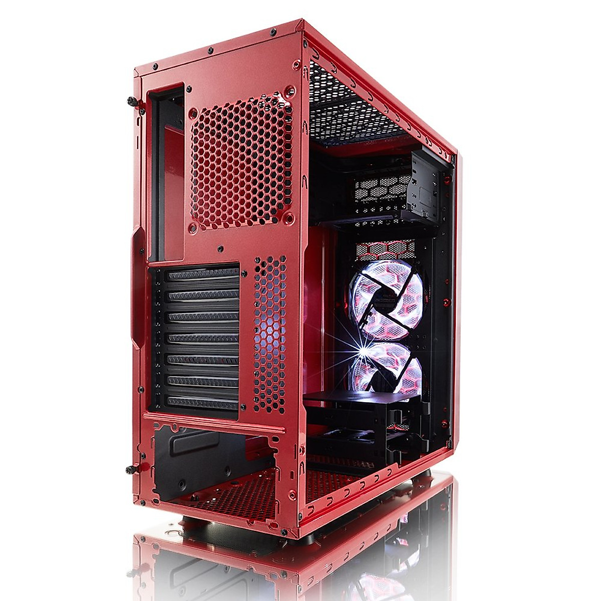Fractal Design FD-CA-FOCUS-RD-W Focus G ATX Mid Tower Computer Case Mystic Red