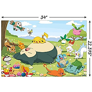 Trends International Pokémon - Group Picnic Wall Poster, 22.375" x 34", Unframed Version
