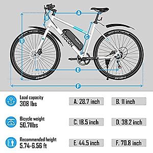MICLON Macmission 100 Electric Bike for Adults, Electric Bike 27.5", 4A Fast Charge, 36V/13Ah Removable Battery, Up to 44 Miles Range, Shimano 7-Speed Commuter Mountain Bike E-Bike White