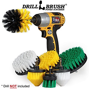 Drill Brush Power Scrubber by Useful Products - Carpet Cleaner - Toilet Bowl Cleaner - Kitchen Set - Car Cleaning Kit - Glass Cleaner - Upholstery Cleaner - Bathroom Cleaner - Shower Cleaner