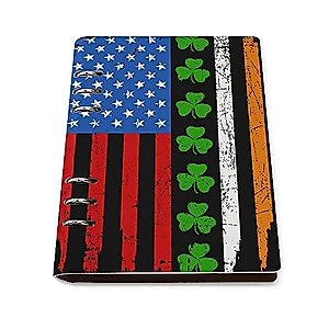 Irish American Flag Notebook Cover 6-Ring Binder Portable Planner Book Loose-Leaf Cover for Home Office