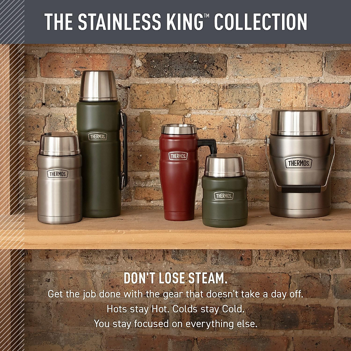 THERMOS Stainless King Vacuum-Insulated Travel Mug, 16 Ounce, Matte Steel