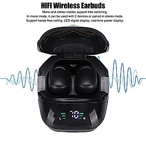 Wireless Sports Earphone, Sports BT5.0 Stereo Headset LED Digital Display Wireless Earplugs Games Headset with Charging Compartment Fit for Smartphones