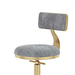 ZDXY Bar Stools Set of 2, Counter Height Upholstered Seat, Backrest Counter Height Adjustable Swivel Bar Chair, Velvet Cloth Kitchen Counter Stools Dining Chairs ( Color : Gray ), Grey