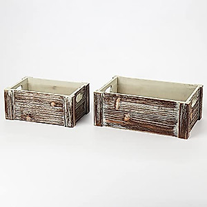 Wood Planter Box Rectangle Wooden Planter Boxes Set of 2 Rustic Wooden Window Box for Garden Plants Flower Succulent Herb