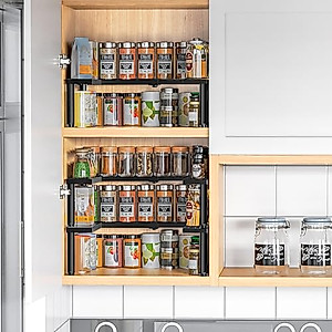 THYGIFTREE Spice Rack Organizer for Cabinet Expandable Metal Seasoning Organization Height Adjustable 2 Tier Spice Storage Shelf for Cupboard Pantry