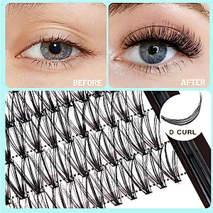 Hannahool 200Pcs 20Roots Individual False Lashes Mixed 8-10-12-14mm/9-11-13-15mm/10-12-14-16mm/16-18mm/18-20mm 0.07 Thickness Natural Cluster Lashes Makeup Volume Eye Lashes Extensions (10-12-14-16mm)