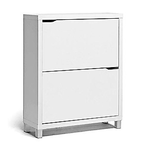 Home Square 2 Piece Modern Wood Shoe Cabinet Set in White