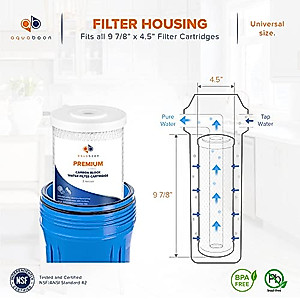 Aquaboon Universal Whole House 5 Micron 10 x 4.5 inch Cartridge | Premium Coconut Shell Replacement Water Filter Cartridge | Activated Carbon Block CTO | Compatible with Pentek EP-BB 4-Pack