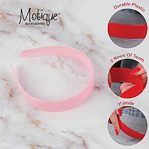 Motique Accessories Black 1 Inch Plastic Hard Headband with Teeth Head band Women Girls