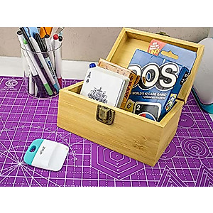 Cali Factory - Small Size Wooden Box - Wood Keepsake Box With Hinged Lid and Metal Latch - Memory Box For Gift , Storage For Jewely , Tea or Other Treasures (Natural Bamboo)