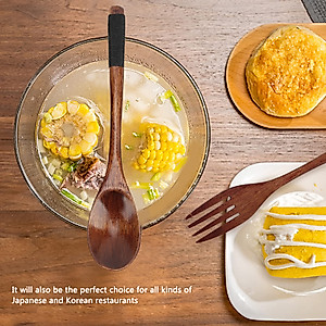 6pcs Spoons and Forks Set, Reusable Wooden Forks and Spoons for Eating 8.9in Japanese Wooden Utensil Set Natural Wood Cutlery