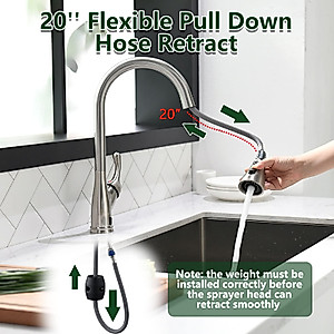 APPASO Touchless Kitchen Faucet Brushed Nickel with Pull Down Sprayer, Motion Sensor Activated Hands-Free Kitchen Faucet, Single Handle Smart Kitchen Sink Faucet