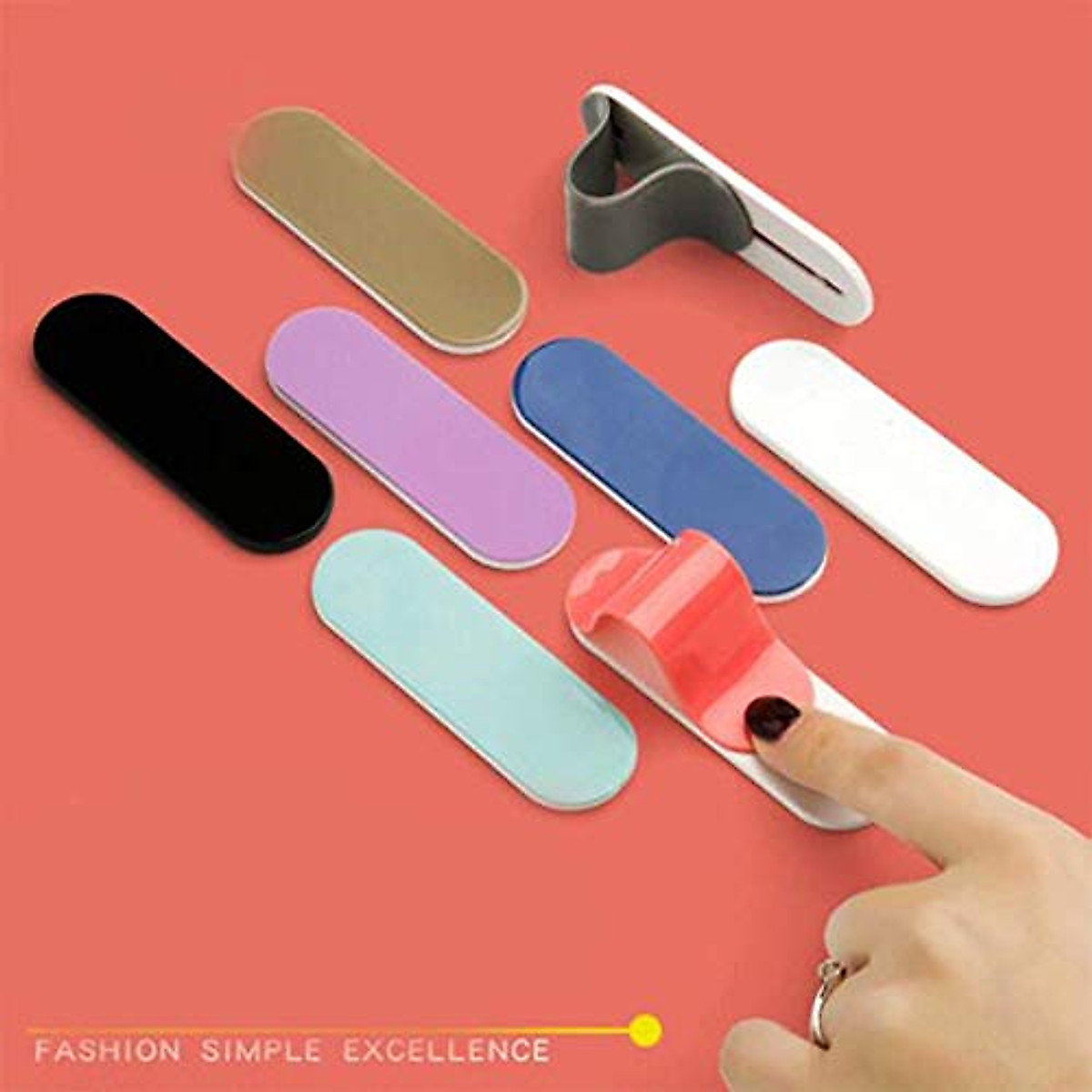 ZOQIZA Phone Grip Holder Portable Finger Grip Holder Strap Bracket Phone Loop Finger Kickstand for Universal Phone Charms (Denim Hot Pink)